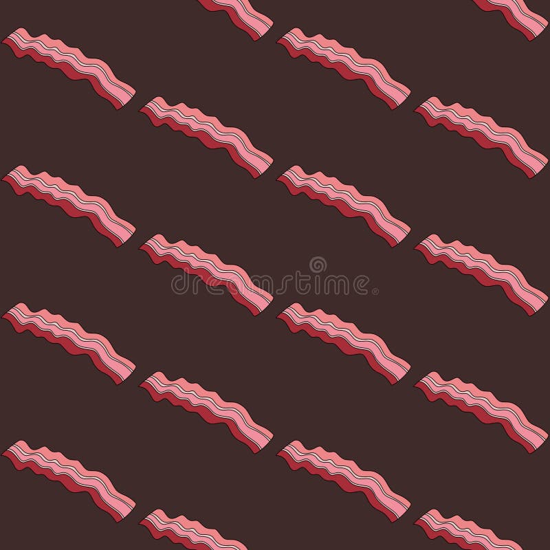 Bacon Seamless Pattern with Brown Background in a Flat Color Cartoon ...