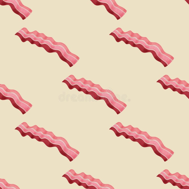 Bacon Seamless Pattern with Cream Background in a Noise Grainy Texture ...