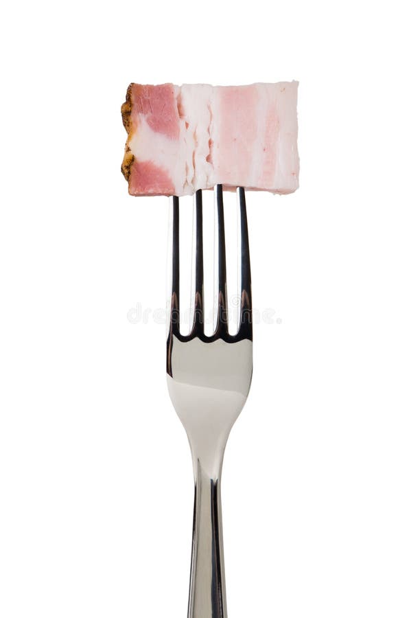 Bacon slice on fork stock photo. Image of unhealthy, meat - 30521458