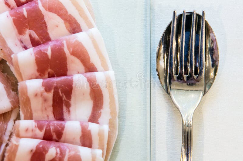 Bacon and cutlery stock image. Image of cutlery, fats - 29845509