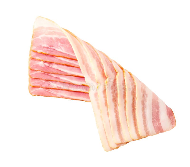 Bacon Slices Isolated on White Background. Several Rows of Sliced ...