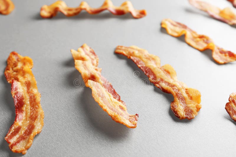Bacon slices on table stock photo. Image of delicious - 115950042