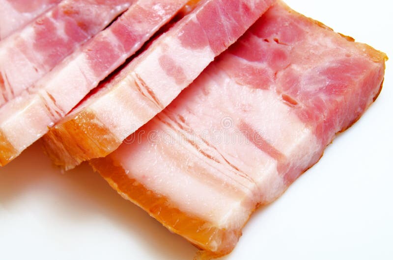 Bacon smoked and boiled. stock photo. Image of fats, meat - 90557252