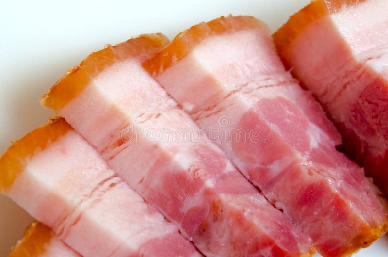 Bacon smoked and boiled. stock photo. Image of bacon - 90557256