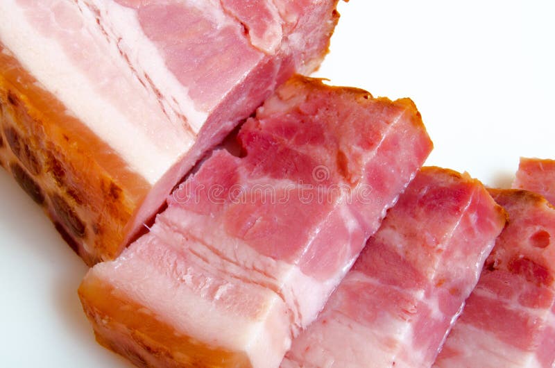 Bacon smoked and boiled. stock photo. Image of ration - 90557382