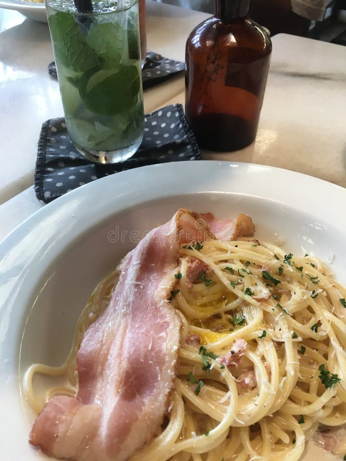 Bacon spaghetti stock image. Image of spaghetti, western - 209060833