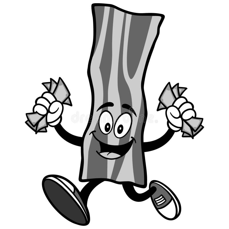 Bacon Strip Running with Money Illustration Stock Vector - Illustration ...