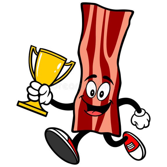 Bacon Strip Running with a Trophy Stock Vector - Illustration of ...