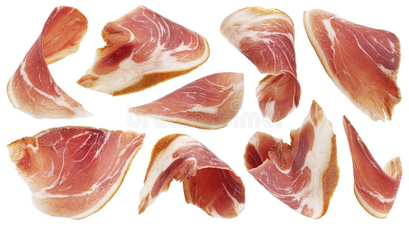 Bacon Strips Isolated on White Background, Collection Stock Photo ...