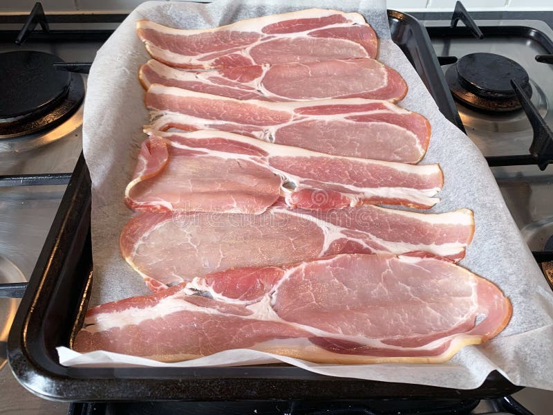 Bacon Rashers on a Tray Uncooked Stock Photo - Image of breakfast, meat ...