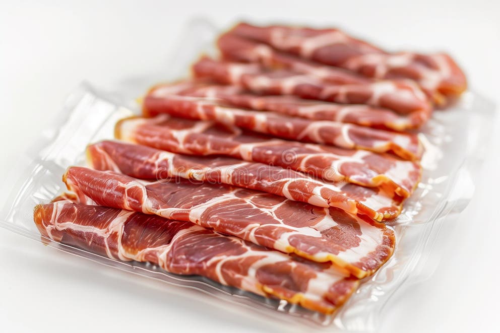 Bacon in Vacuum Packaging on a White Table Stock Illustration ...