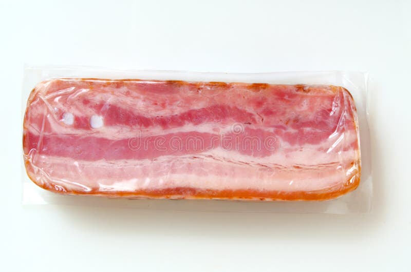Bacon in vacuum packing. stock image. Image of fats, proteins - 90088147