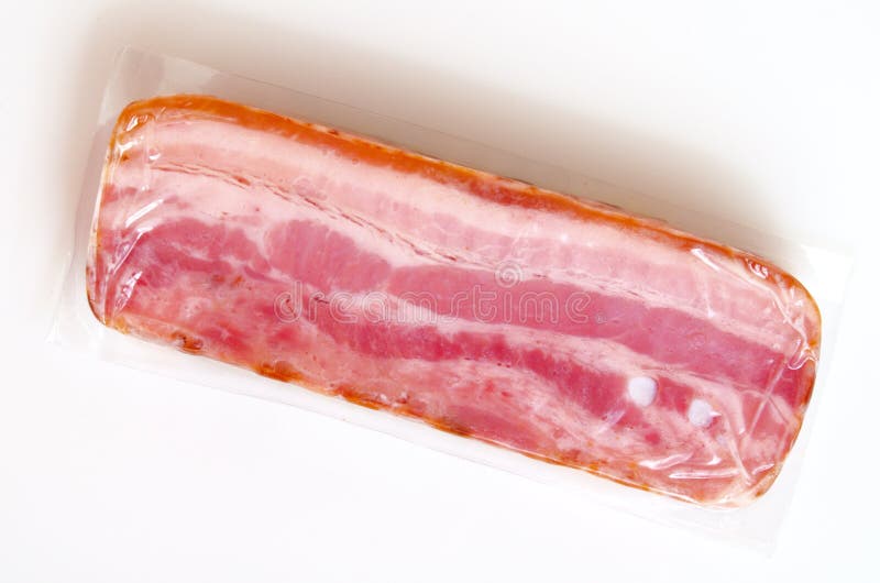 Bacon in vacuum packing. stock image. Image of animal - 90088309