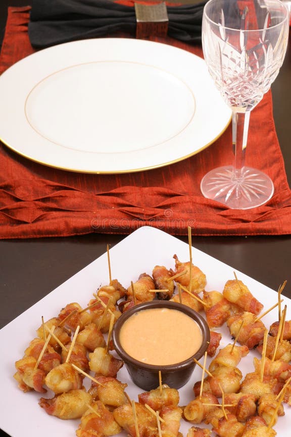 Bacon Water Chestnut Wraps Vertical Upclose Stock Photo - Image of meal ...