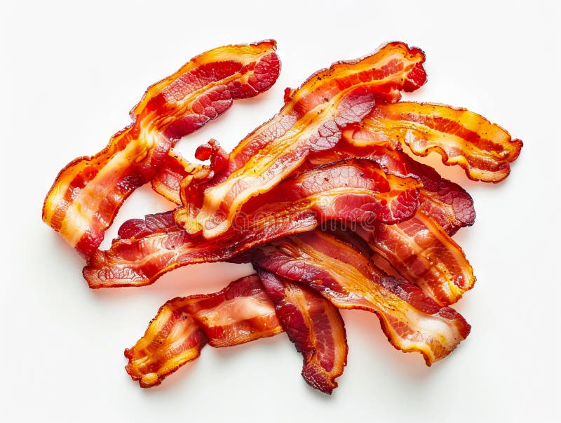Bacon on a White Background Stock Photo - Image of plate, strip: 316106888