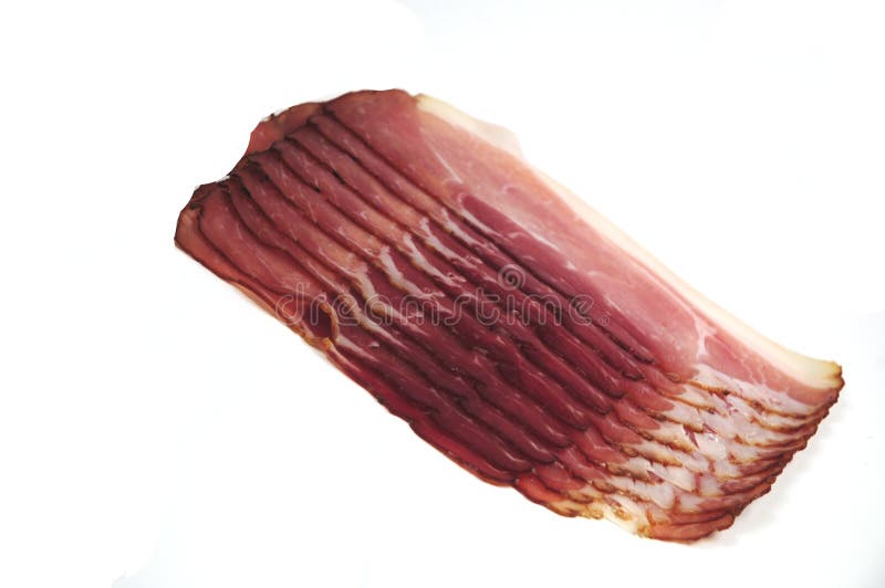 Bacon on white background stock image. Image of food, slice - 8523109