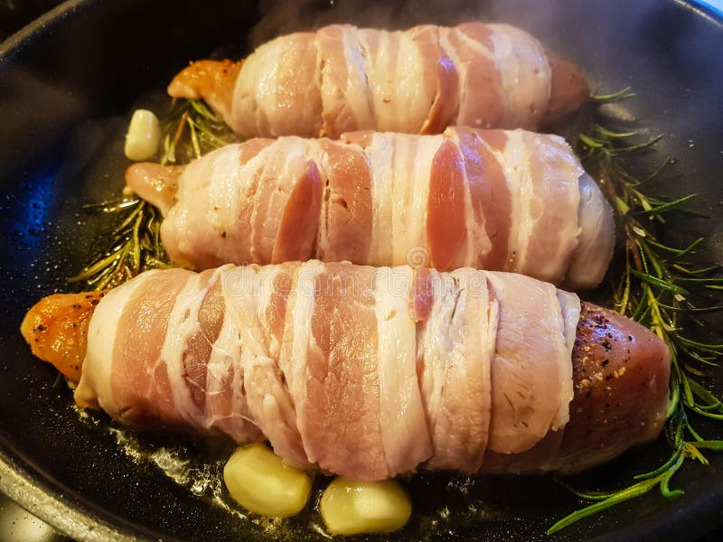 Wrapped chicken breast stock image. Image of iron, gourmet - 200215101