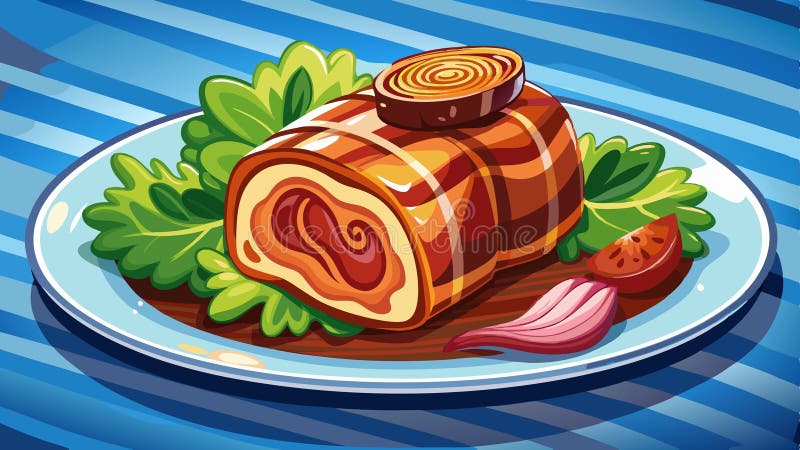 Bacon-wrapped Meatloaf on a Plate Stock Vector - Illustration of bacon ...