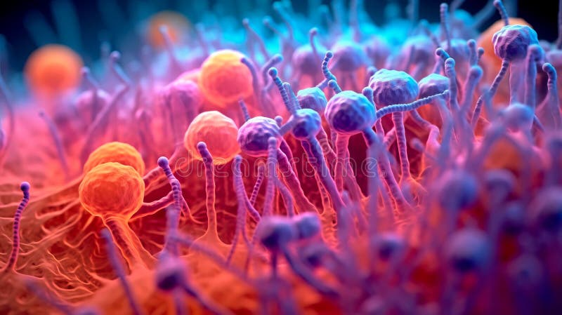 Bactérie Au Microscope Montrant Ses Détails Et Sa Structure. Photo ...