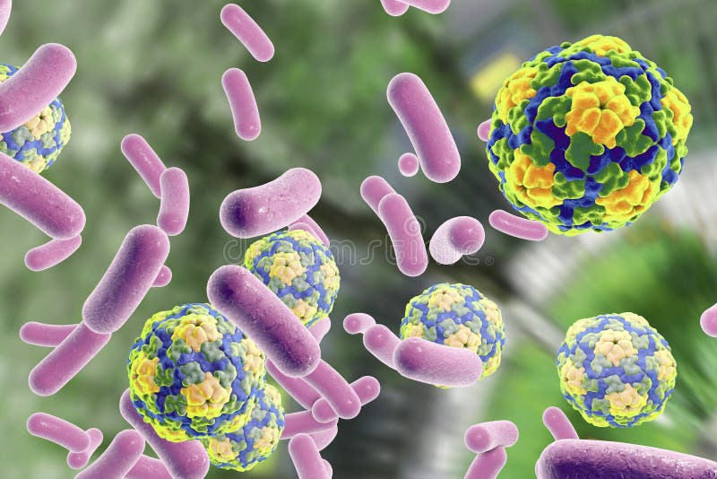 Bacteri?n En Virussen Op Oppervlakte Stock Illustratie - Illustratie ...