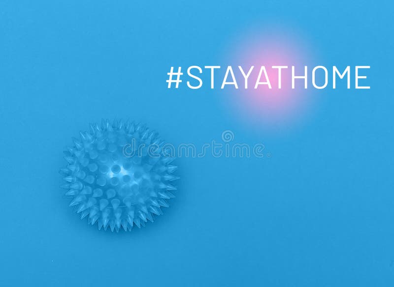 Bacteria on Blue Background. Stay at Home. Self Isolation. Stock Image ...