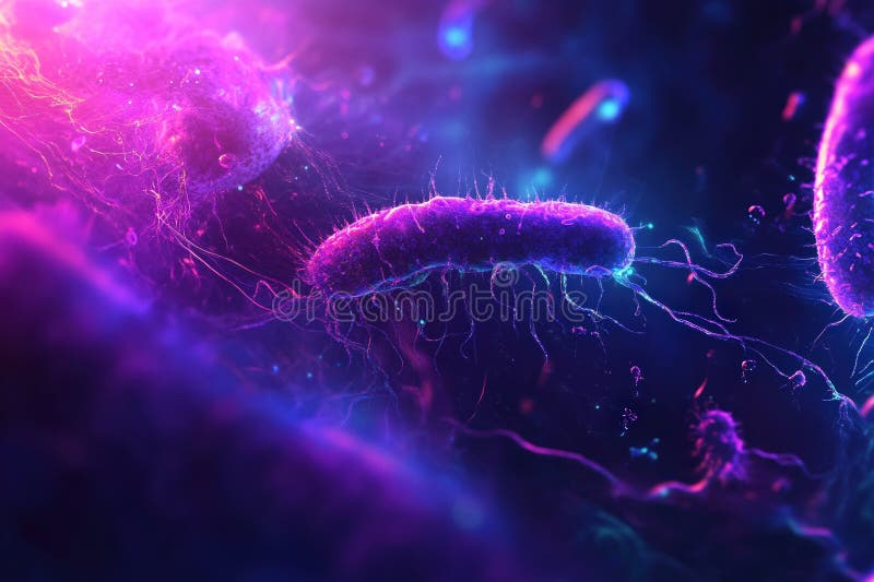 Bacteria Cell Glowing Under Microscope Stock Photo - Image of pathogen ...