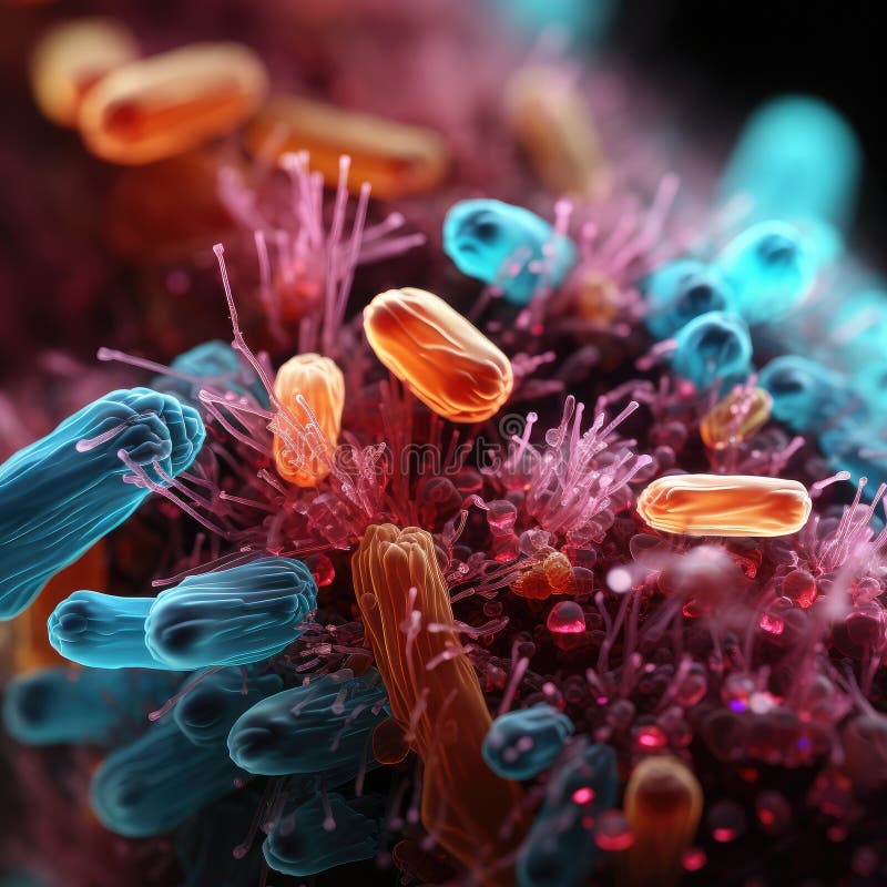 Bacteria Cells Close-up Under a Microscope. Enlarged Bacterial Rods ...