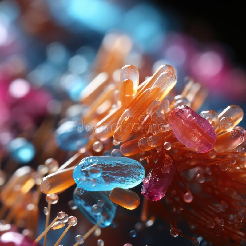 Bacteria Cells Close-up Under a Microscope. Enlarged Bacterial Rods ...