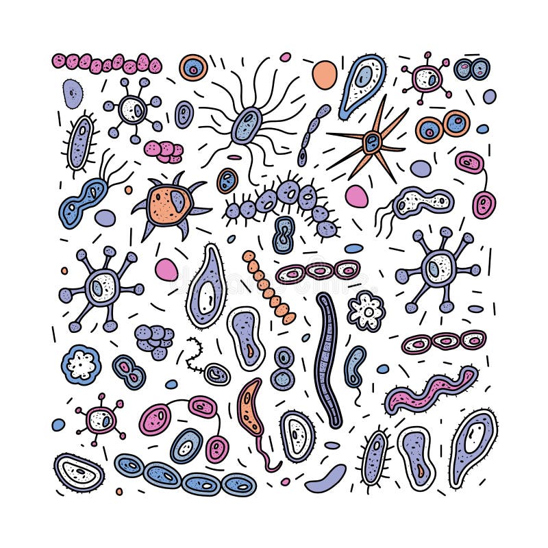 Bacteria Cells Set Composition. Vector Illustration. Stock Vector ...