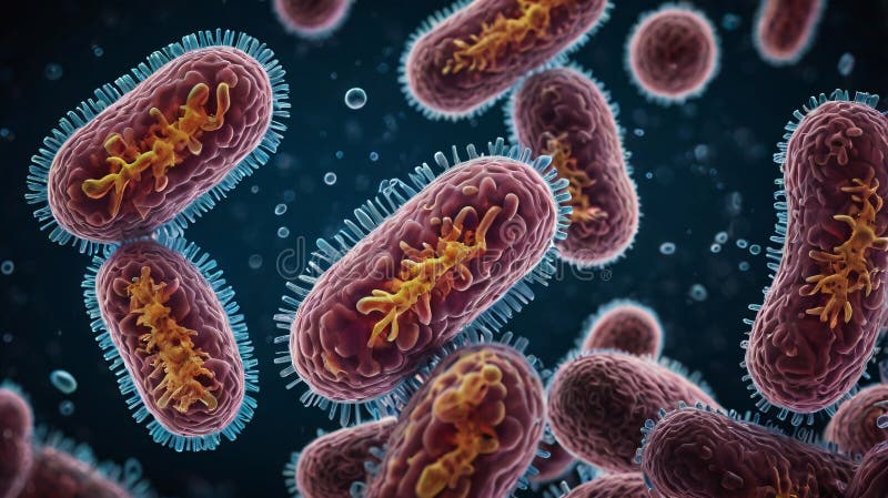 Bacteria and Cells Under a Microscope Lens Stock Image - Image of ...