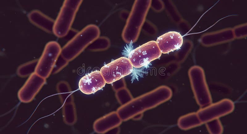 Bacteria Chain with Flagella Microscopic View for Science Education ...