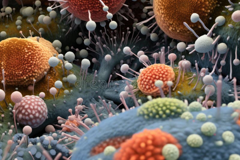 Bacteria Colonies Interacting with Other Microorganisms Stock ...