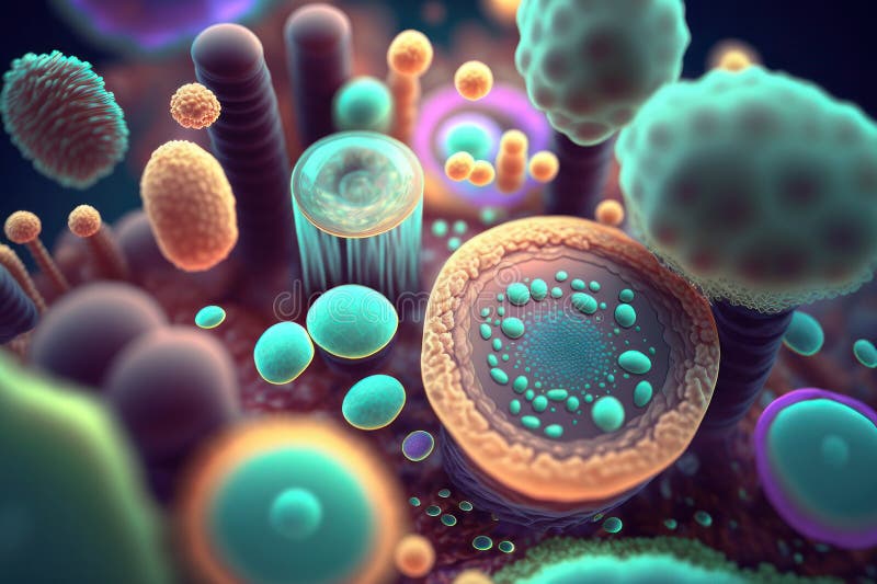 Bacteria of Different Colors Under a Microscope. AI Generative Stock ...