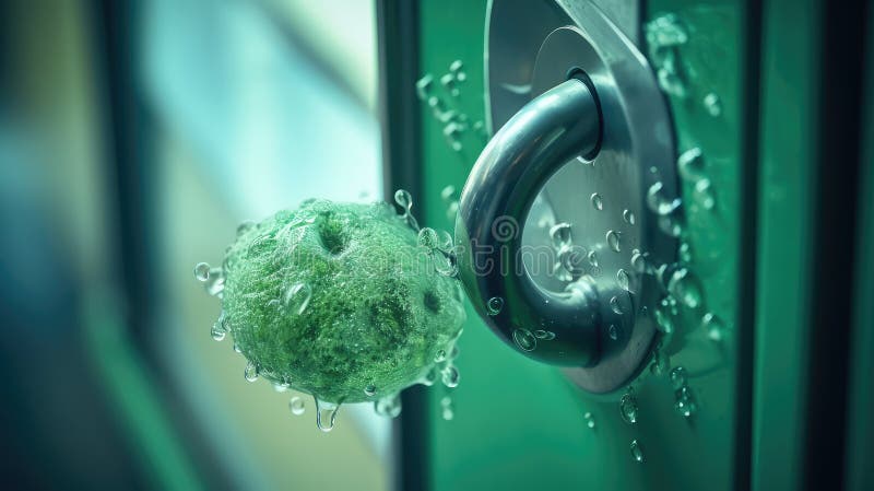 Bacteria Disinfecting Door Handle Stock Illustration - Illustration of ...