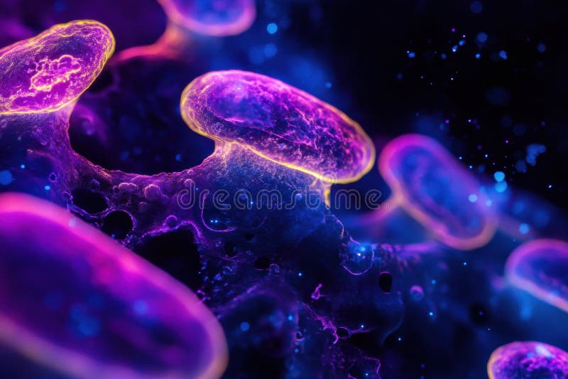 Glowing Bacteria Illuminated by Ultraviolet Light in a Dark Environment ...