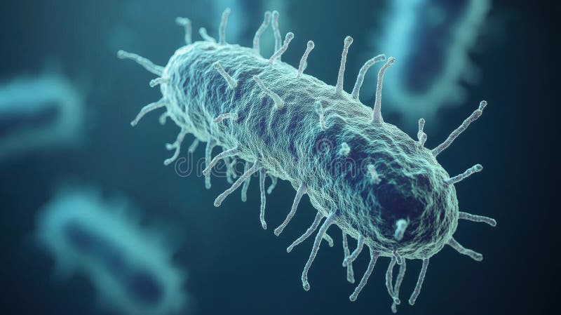 Bacteria with Flagella, Microscopic View, Detailed Structure, Cellular ...