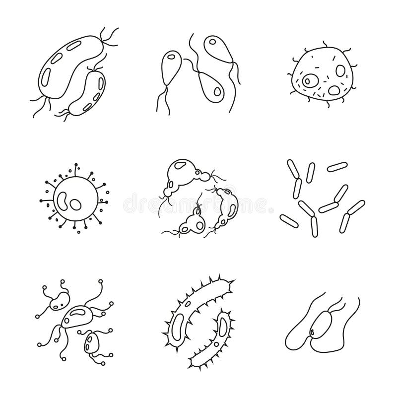 Bacteria and germs set. stock vector. Illustration of microorganism ...