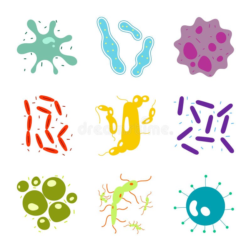 Bacteria and germs set stock vector. Illustration of biology - 238698473