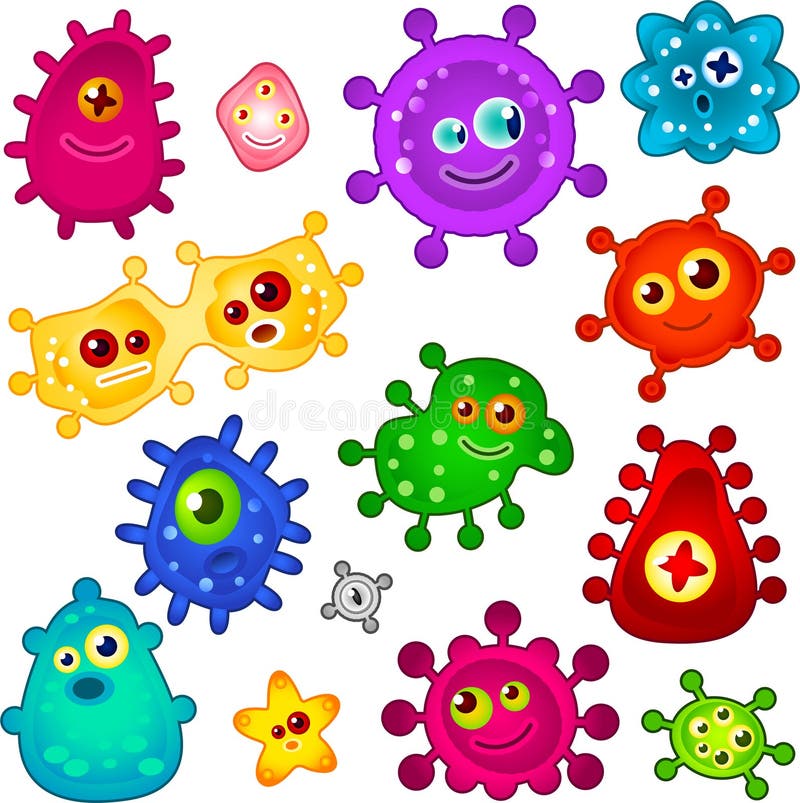 Bacteria and germs set stock illustration. Image of cartoon - 46721414