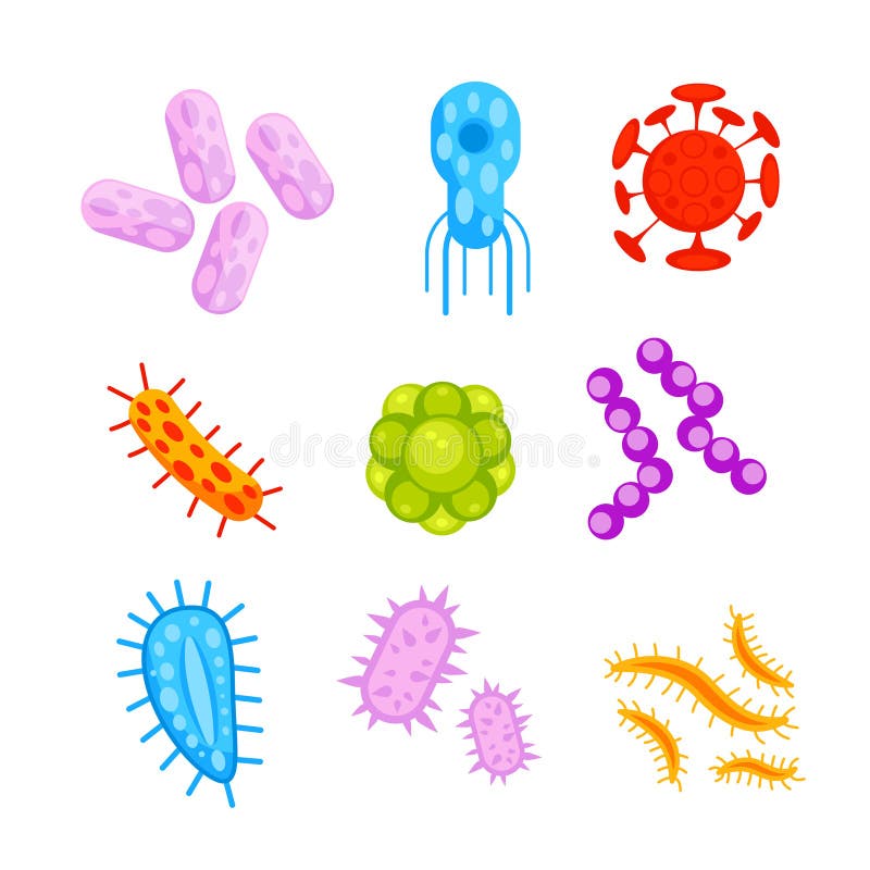 Bacteria and Germs Set. Types and Microorganism. Germs and Bacillus ...