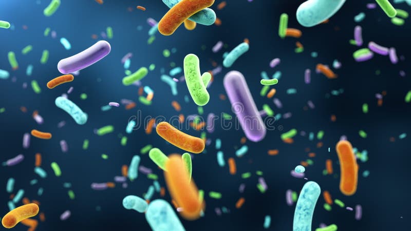 Bacteria Group, Colorful Group of E. Coli, Bacteria Virus, Intestinal ...
