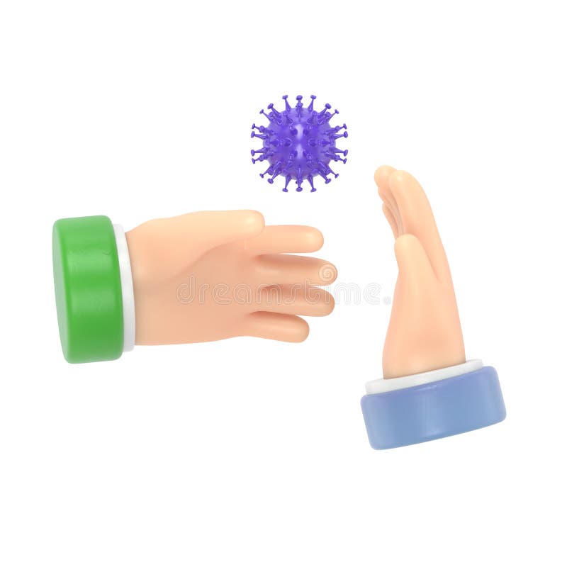 Bacteria on Hand. Coronavirus Transmitted through a Handshake. Gesture ...