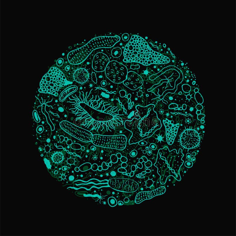 Bacteria hand-drawn image stock vector. Illustration of micro - 123687616