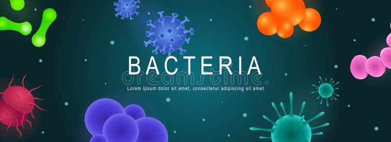 Bacteria Horizontal Web Banner. Vector Illustration Stock Vector ...