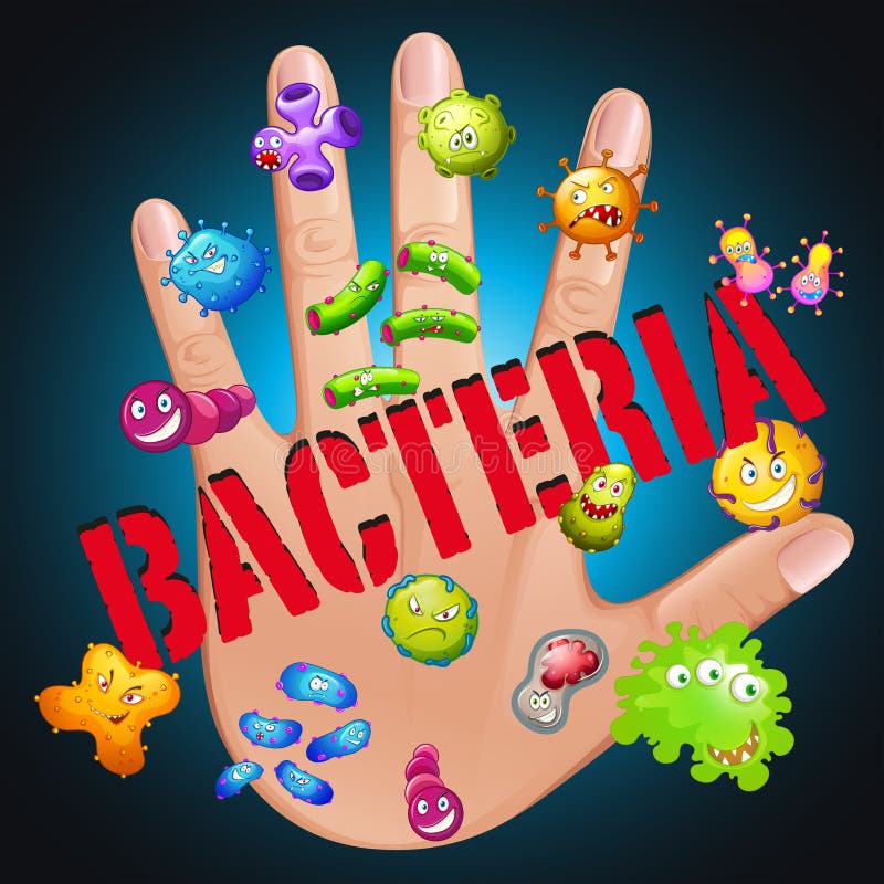 Bacteria hand-drawn image stock vector. Illustration of micro - 123687616