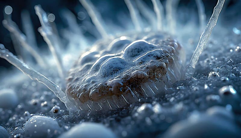 Bacteria in Ice. Microbes Preserved in Thawing Ice. Generative AI Image ... Bacteria in Ice. Microbes Preserved in Thawing Ice. Generative AI Image ...