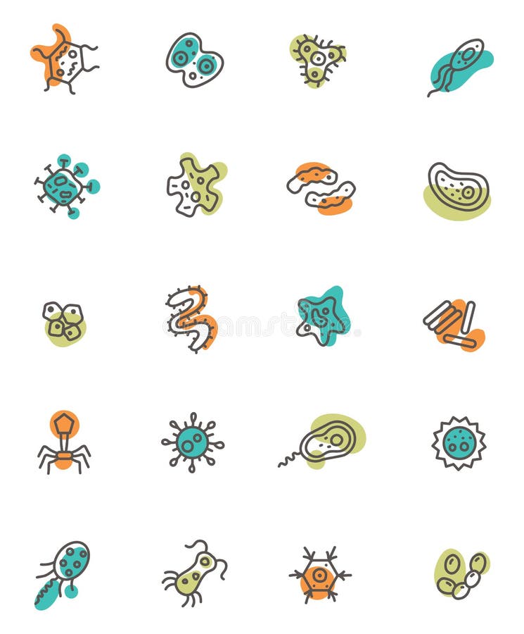 Bacteria icon pack, icon stock vector. Illustration of icon - 260373124
