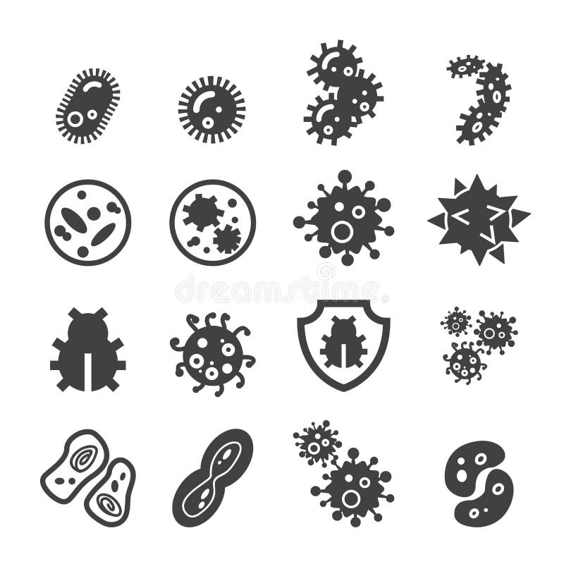 Bacteria icon set stock vector. Illustration of disease - 62131228