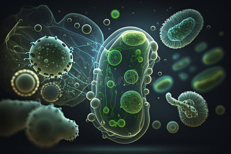 Bacteria Infection Cells in Macro. Generative AI. Stock Illustration ...