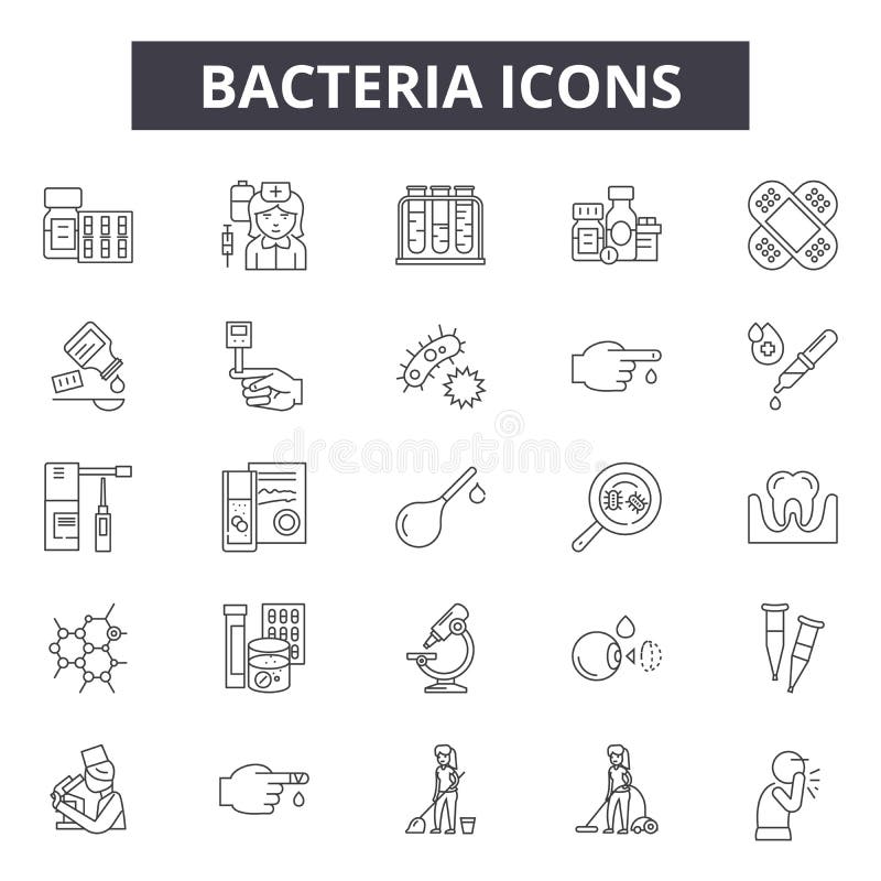 Bacteria Line Icons, Signs, Vector Set, Outline Illustration Concept ...